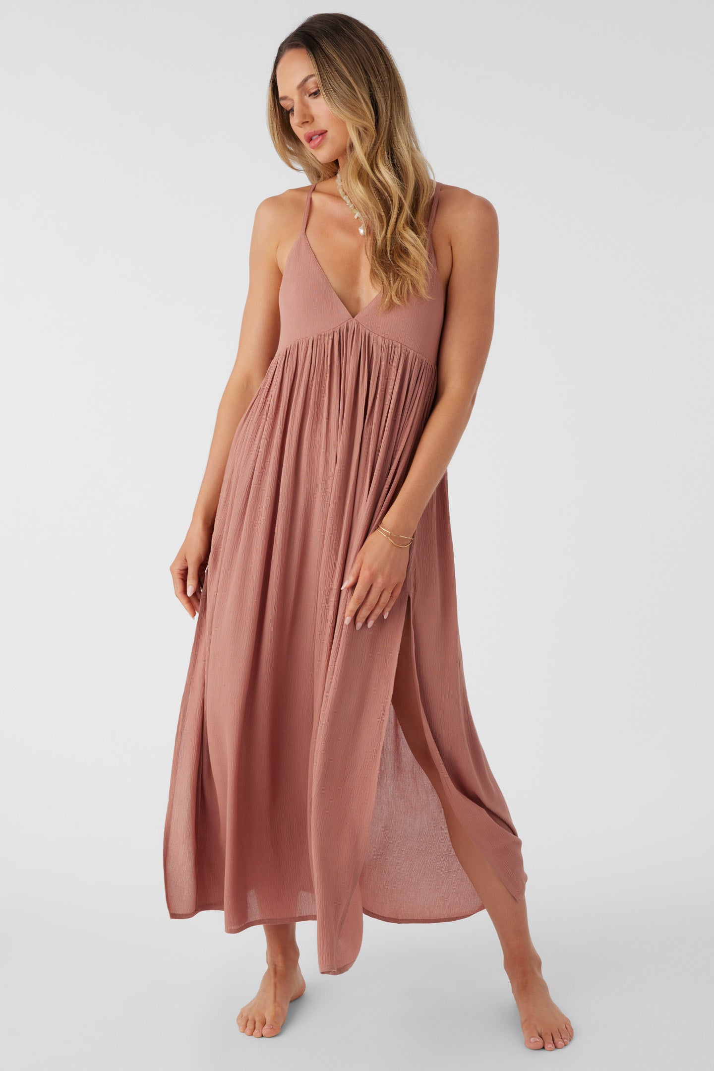 Saltwater Solids Mel Maxi Swim Cover-Up - Burlwood | O'Neill