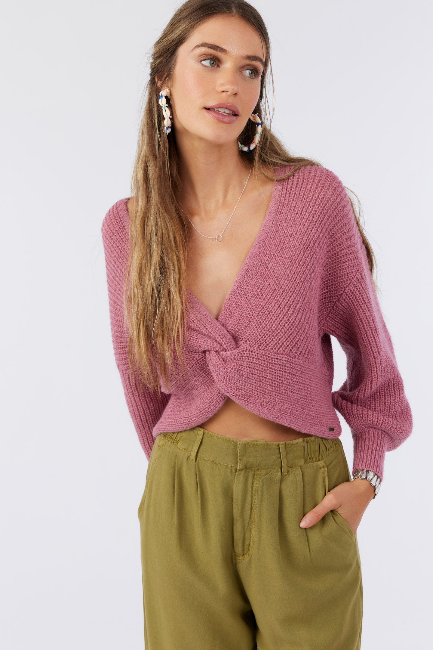 Hillside Twist Front Reversible Sweater - Berry | O'Neill