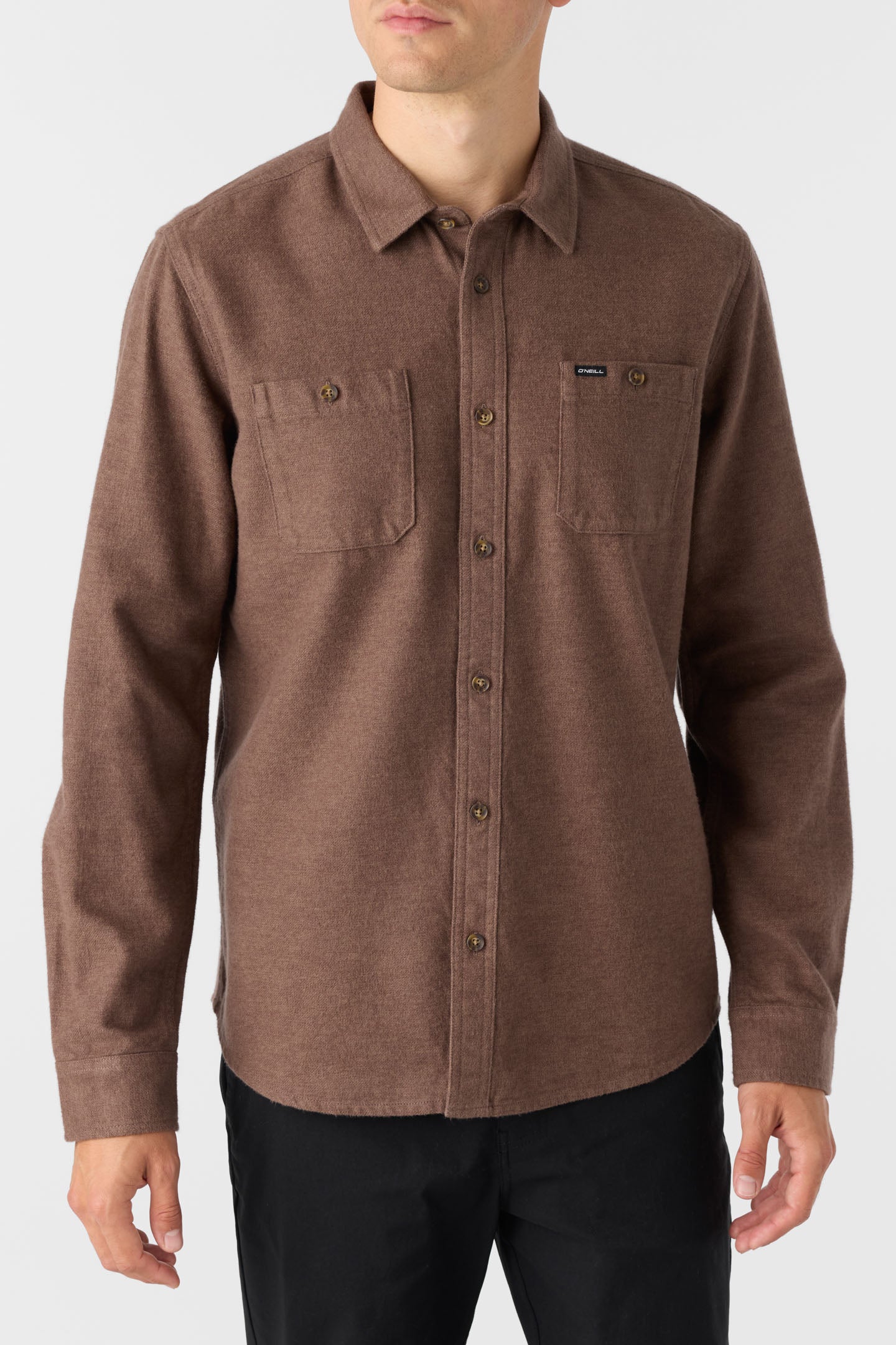 Breakwater Solid Flannel Standard Fit Long Sleeve Shirt - Chocolate ...