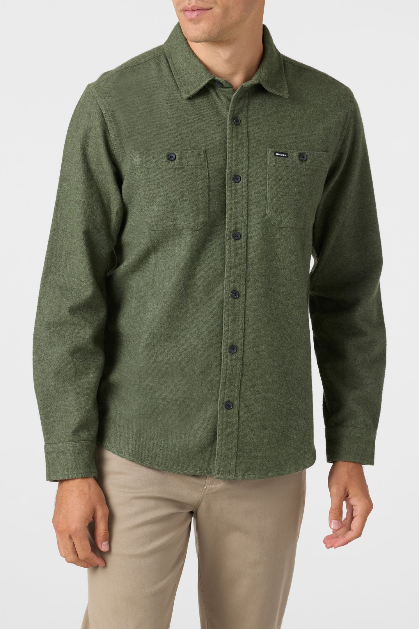 Breakwater Solid Flannel Standard Fit Long Sleeve Shirt - Dark Olive | O'Neill