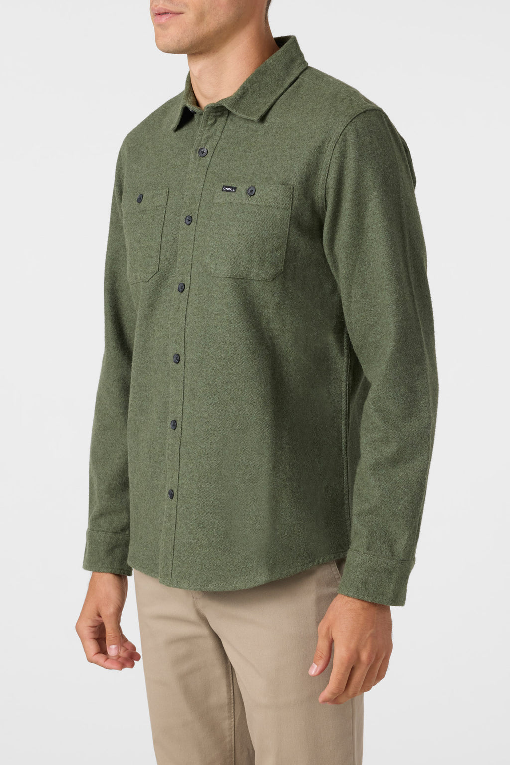 Breakwater Solid Flannel Standard Fit Long Sleeve Shirt - Dark Olive ...