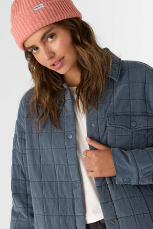 Rya Quilted Oversized Fit Snap Front Jacket - Slate | O'Neill