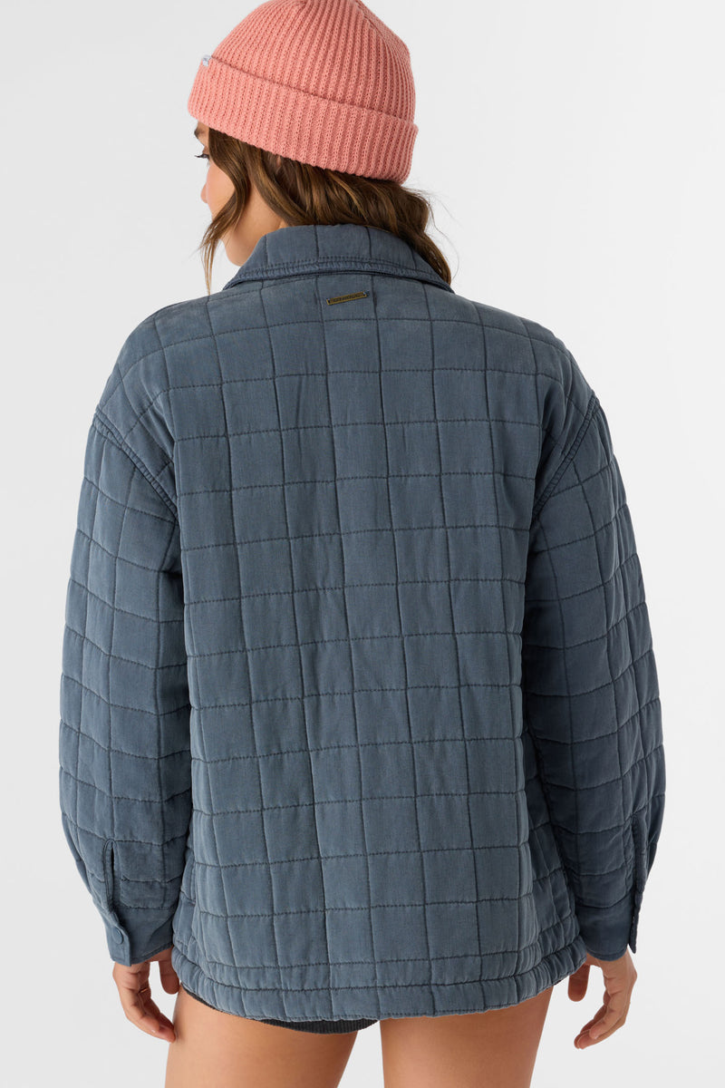 Rya Quilted Oversized Fit Snap Front Jacket - Slate | O'Neill