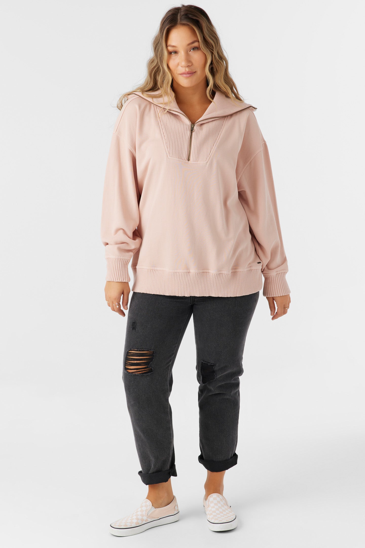 Karma Mock Zip Crew Neck Fleece - Rose Dust | O'Neill