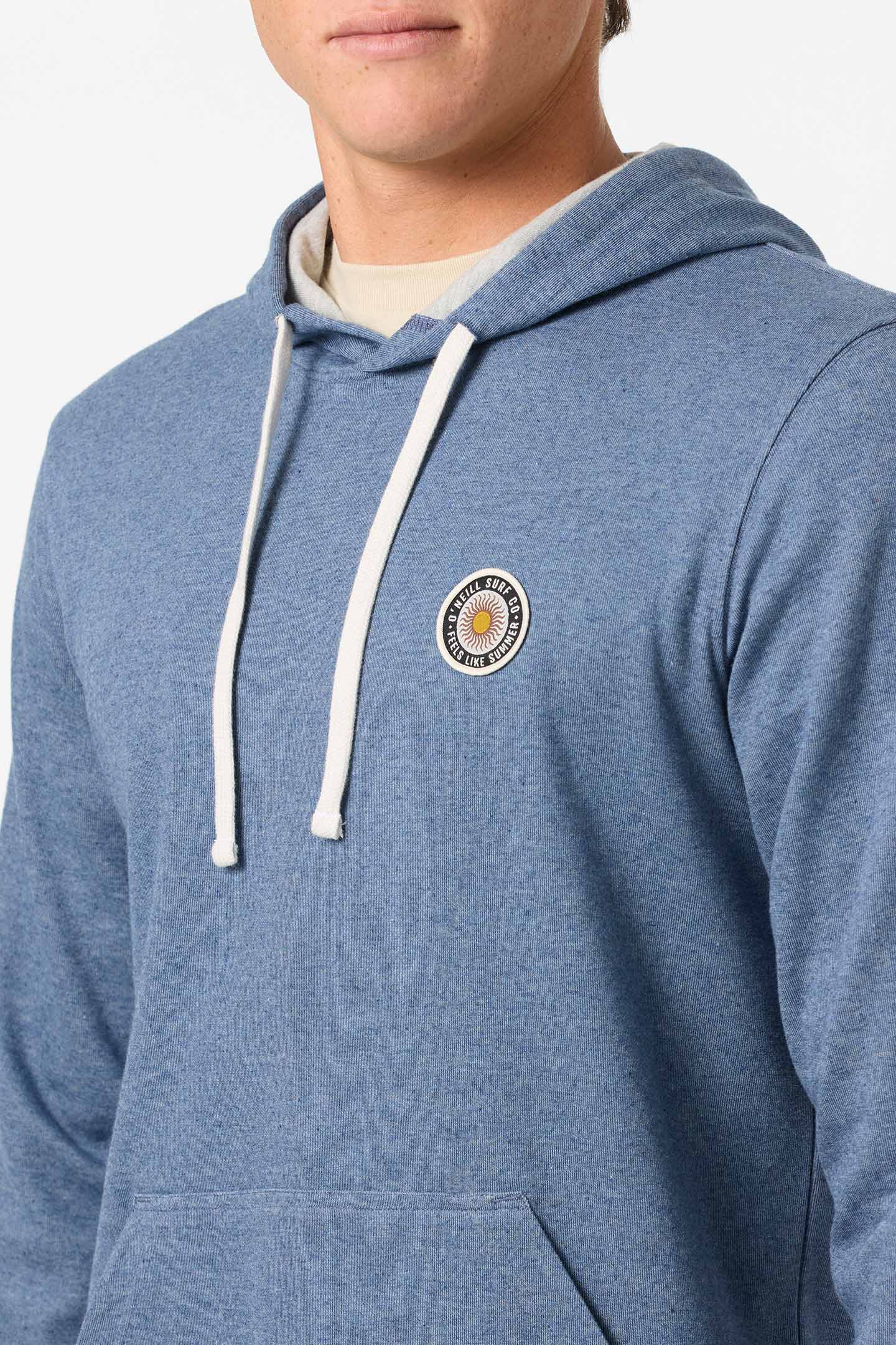 Cantina Hooded Textured Knit Long Sleeve Pullover - Blue Mirage