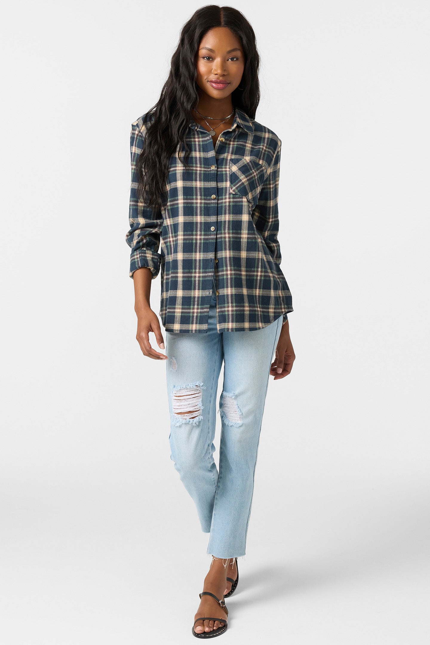 Logan Flannel Long Sleeve Top - Slate | O'Neill