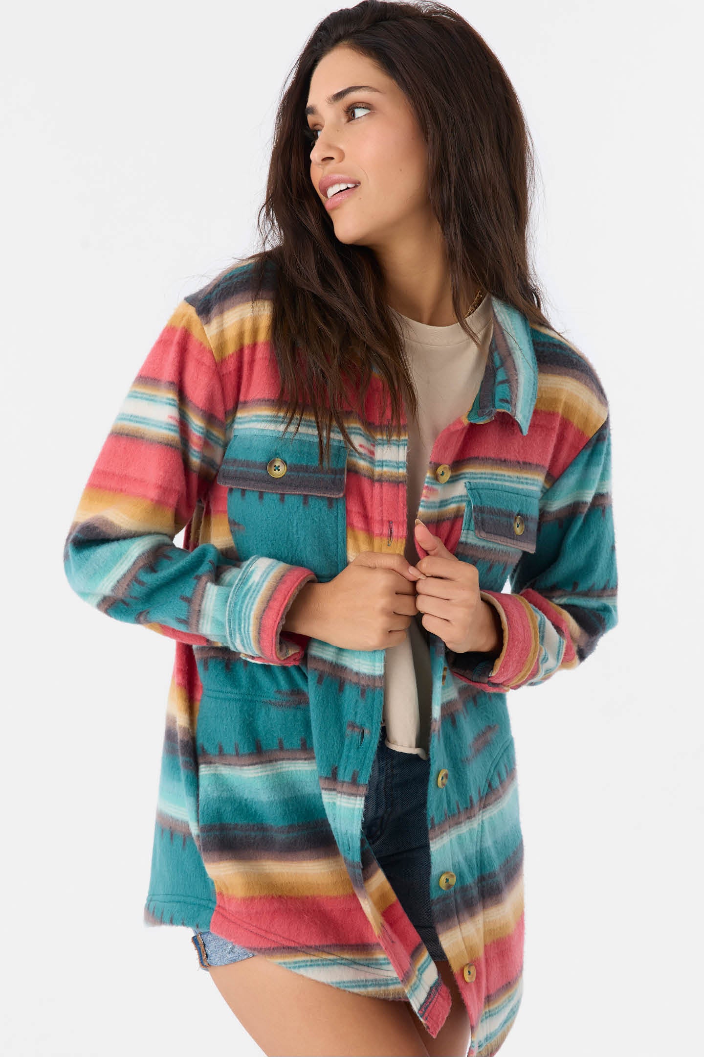 Collins Oversized Superfleece Shacket - Multi Colored | O'Neill