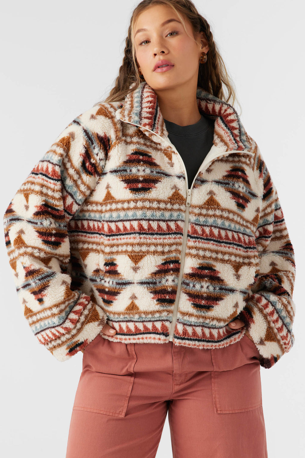Rori High Pile Fleece Cropped Jacket - Rosette | O'Neill