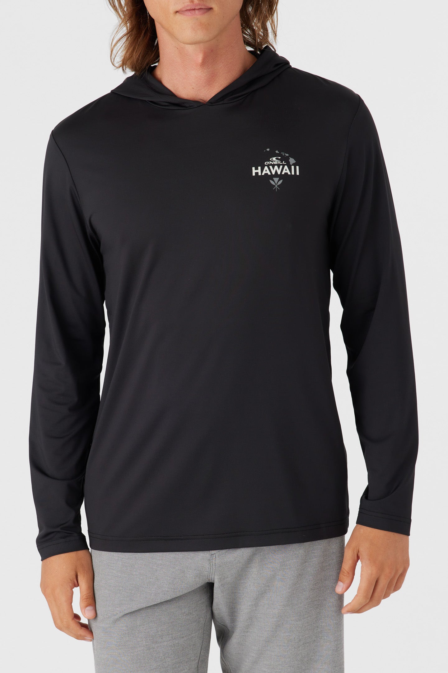 TRVLR Upf Hooded Hawaii Long Sleeve Pullover - Black | O'Neill