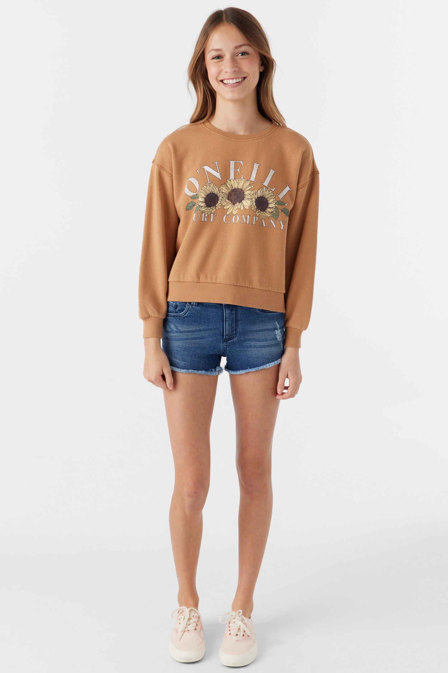 Girl's Ana Crew Neck Fleece - Tobacc Brw | O'Neill