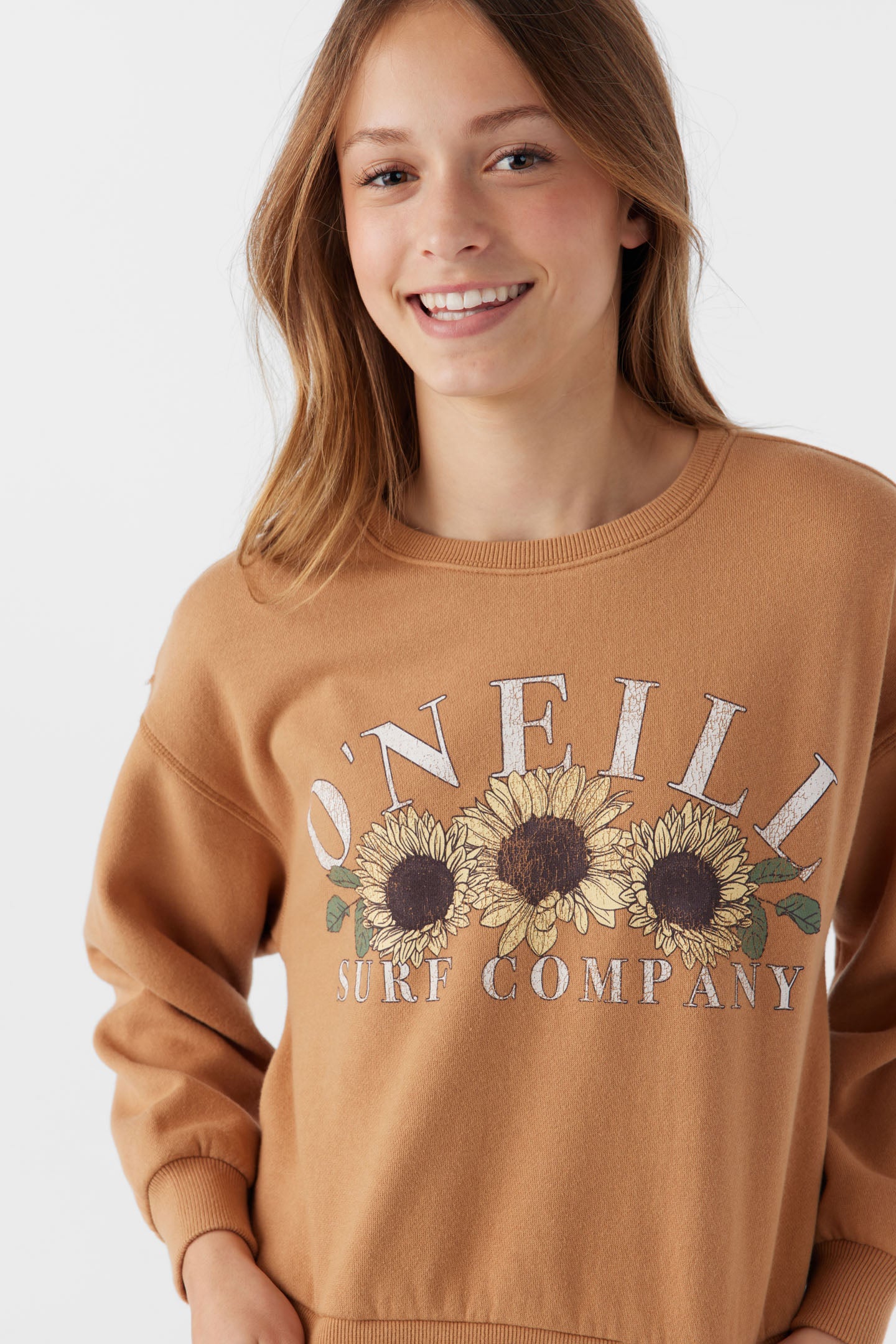 Girl's Ana Crew Neck Fleece - Tobacc Brw | O'Neill