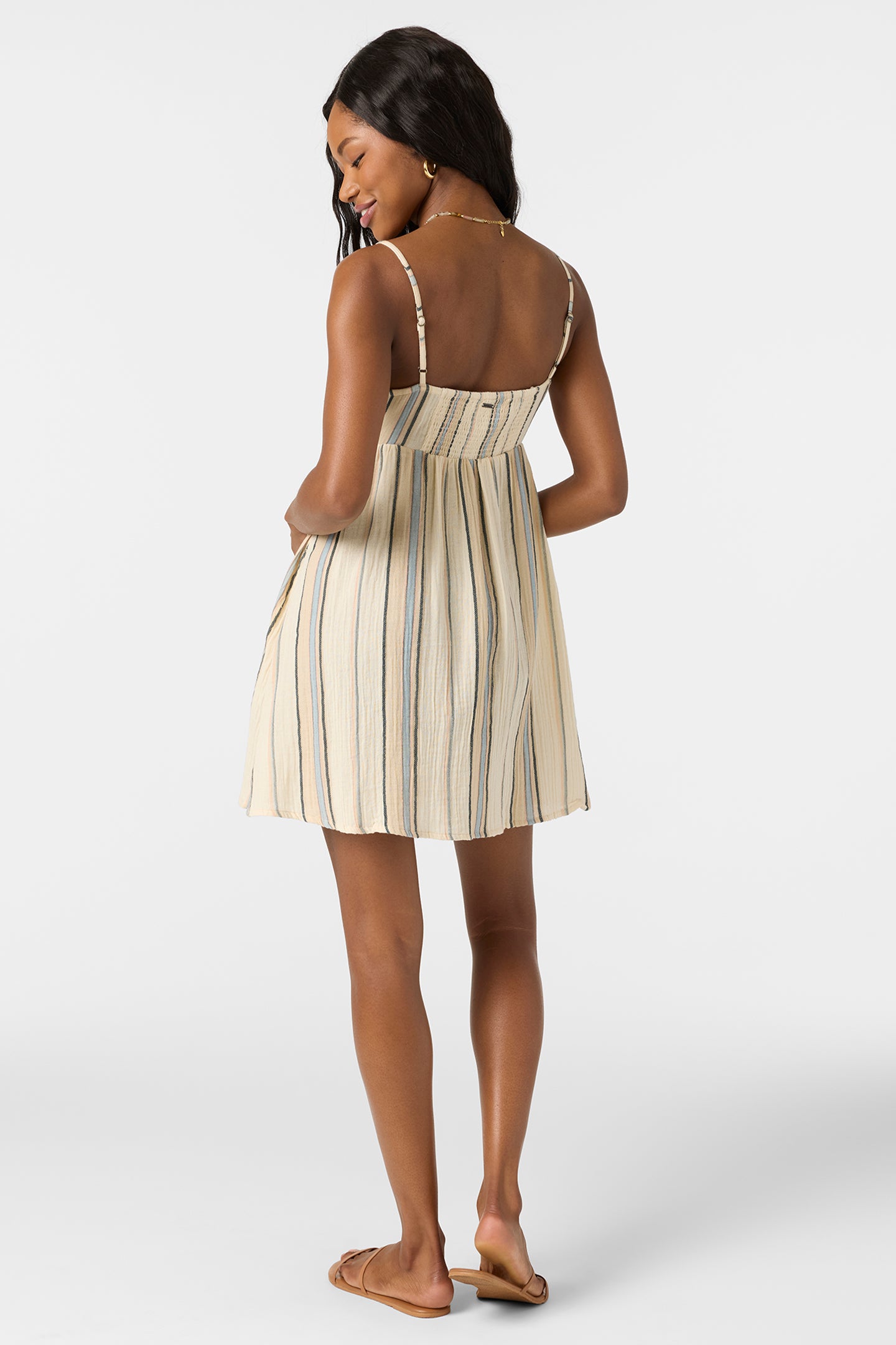 Natalya Stripe Short Dress - Tapioca | O'Neill