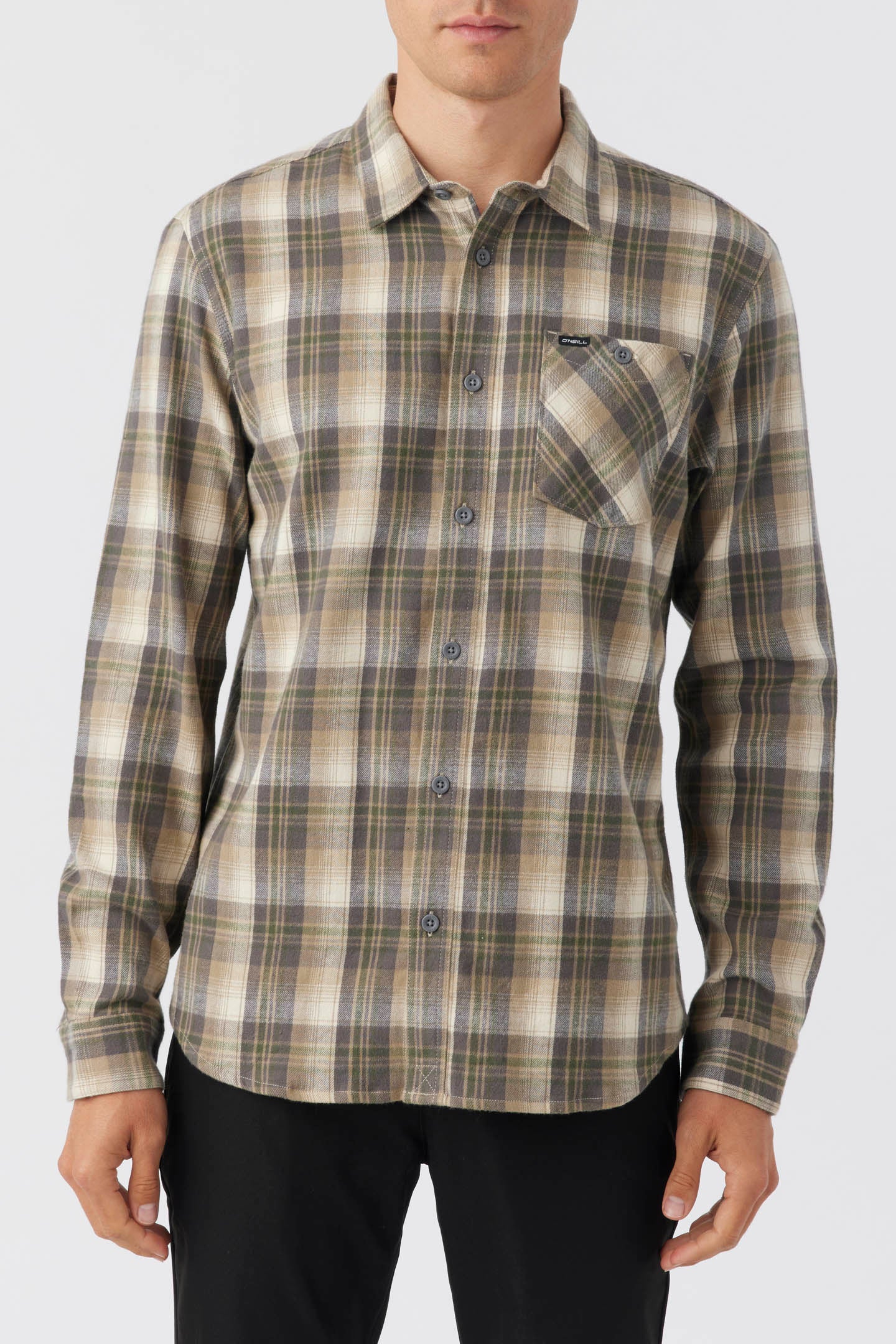 Redmond Plaid Stretch Flannel Long Sleeve Shirt - Khaki | O'Neill