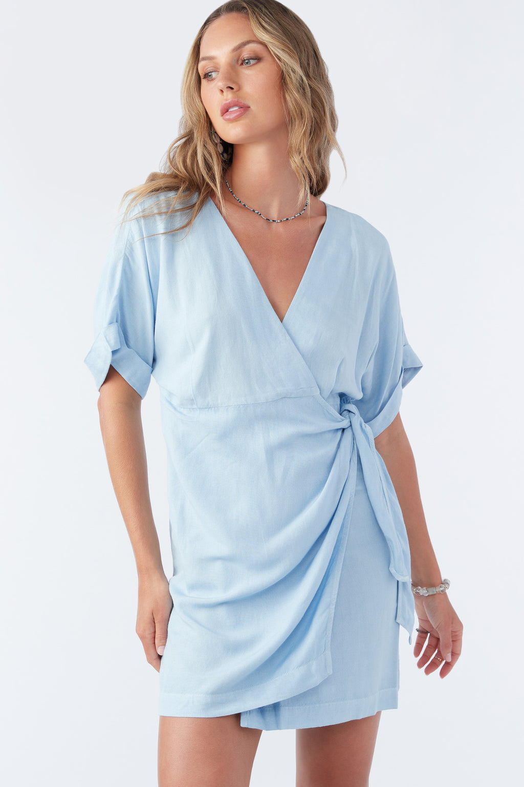 Emilee Wrap Short Dress - Chambray | O'Neill