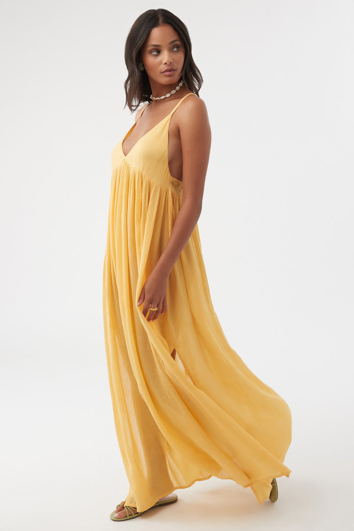 Saltwater Solids Mel Maxi Swim Cover-Up - Bright Gold | O'Neill