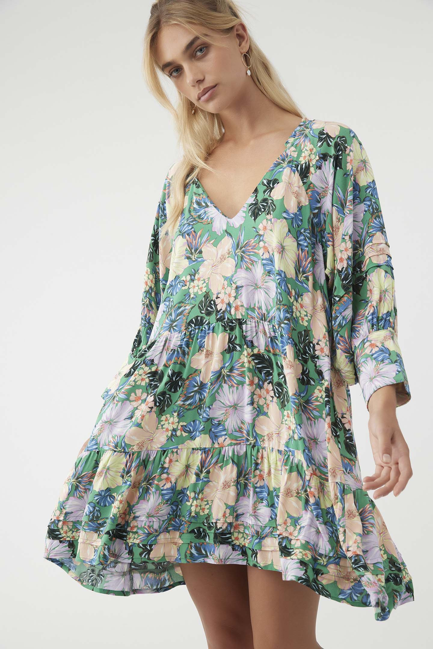 Merla Tiered Dress - Jade | O'Neill