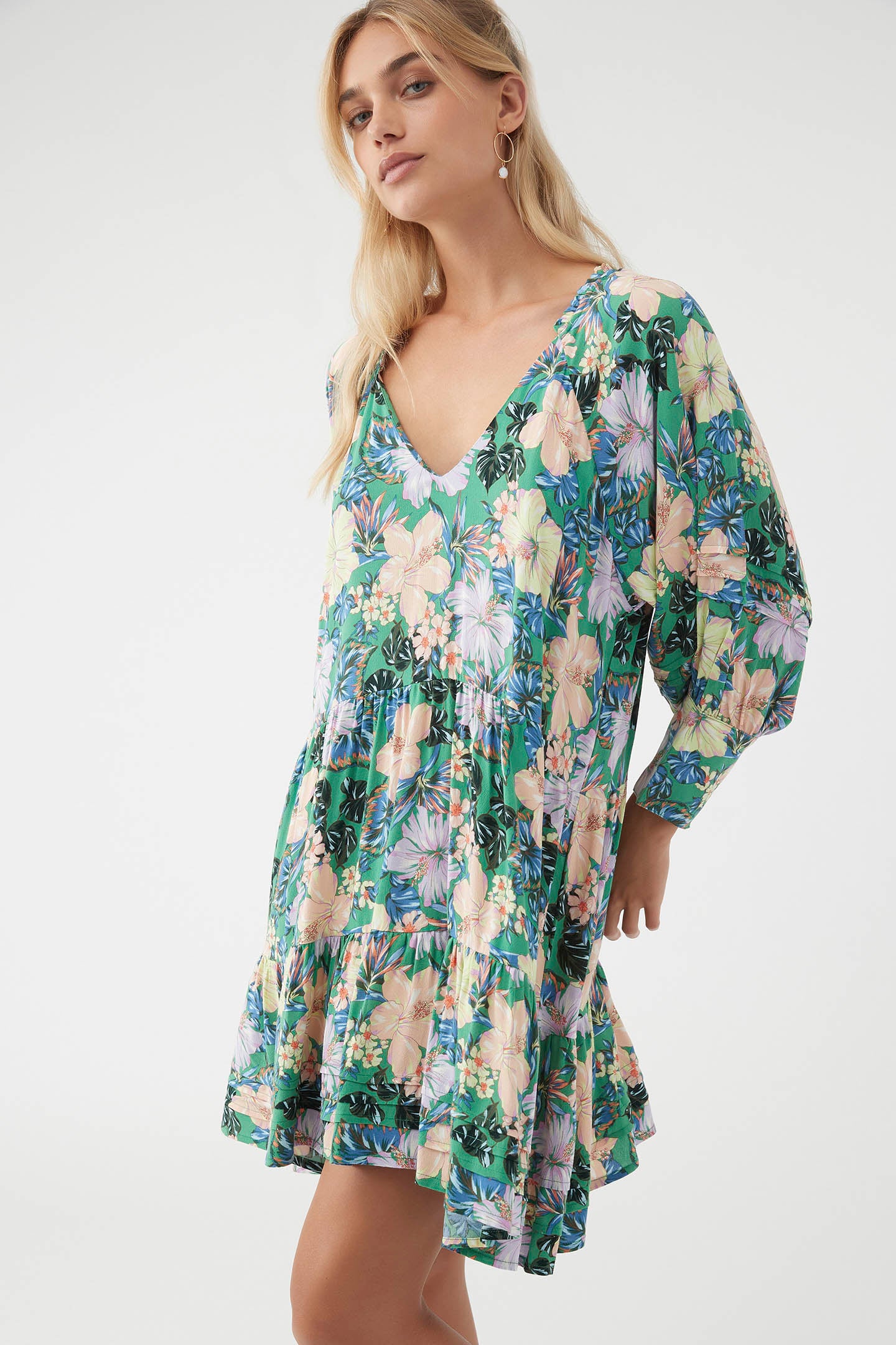 Merla Tiered Dress - Jade | O'Neill
